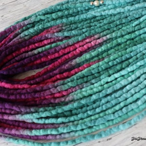 Wool Dreadlocks DE Spunky PIXIE Purple Pink Teal Turquoise Wool Dreads ...