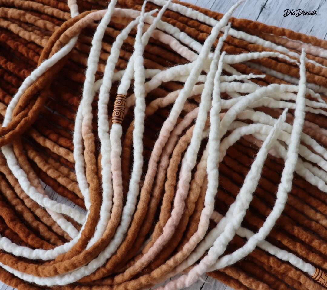 15-30 DE 24-25 Wool Dreads DE OMBRE Ginger, Light Red Fox Wool ...