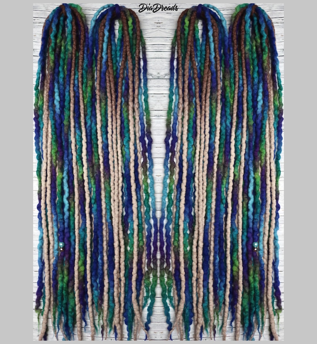 DE Wool Dreads MERMAID With ASH Accents 15-60 Pcs 12-32 Inches Wool ...