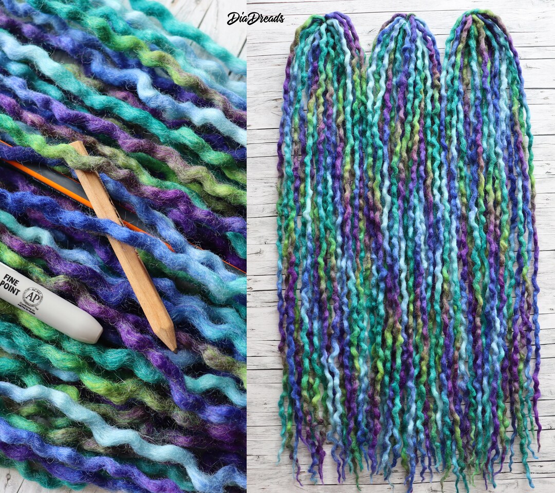 Thin Wavy Wool DE Dreads MERMAID up to Full Set Wool - Etsy