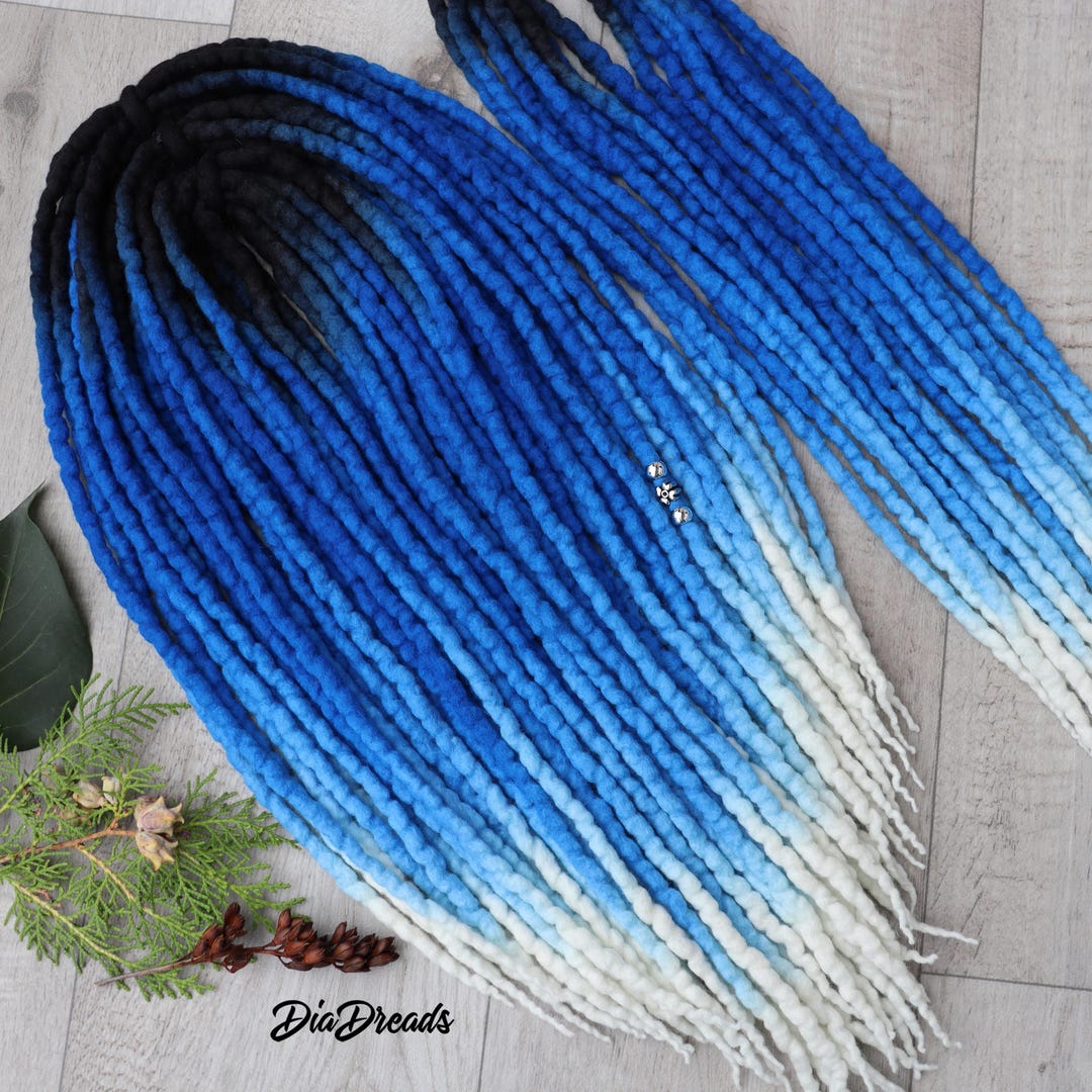 Wool Dreads Blue SAPPHIRE DE Wool Dreadlocks Double Ended Full Set Wool ...