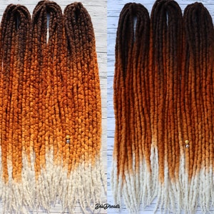 Wool Dreads Dark FOXY Auburn Brown Ginger White Tips 15-60 Pcs 12-32 ...