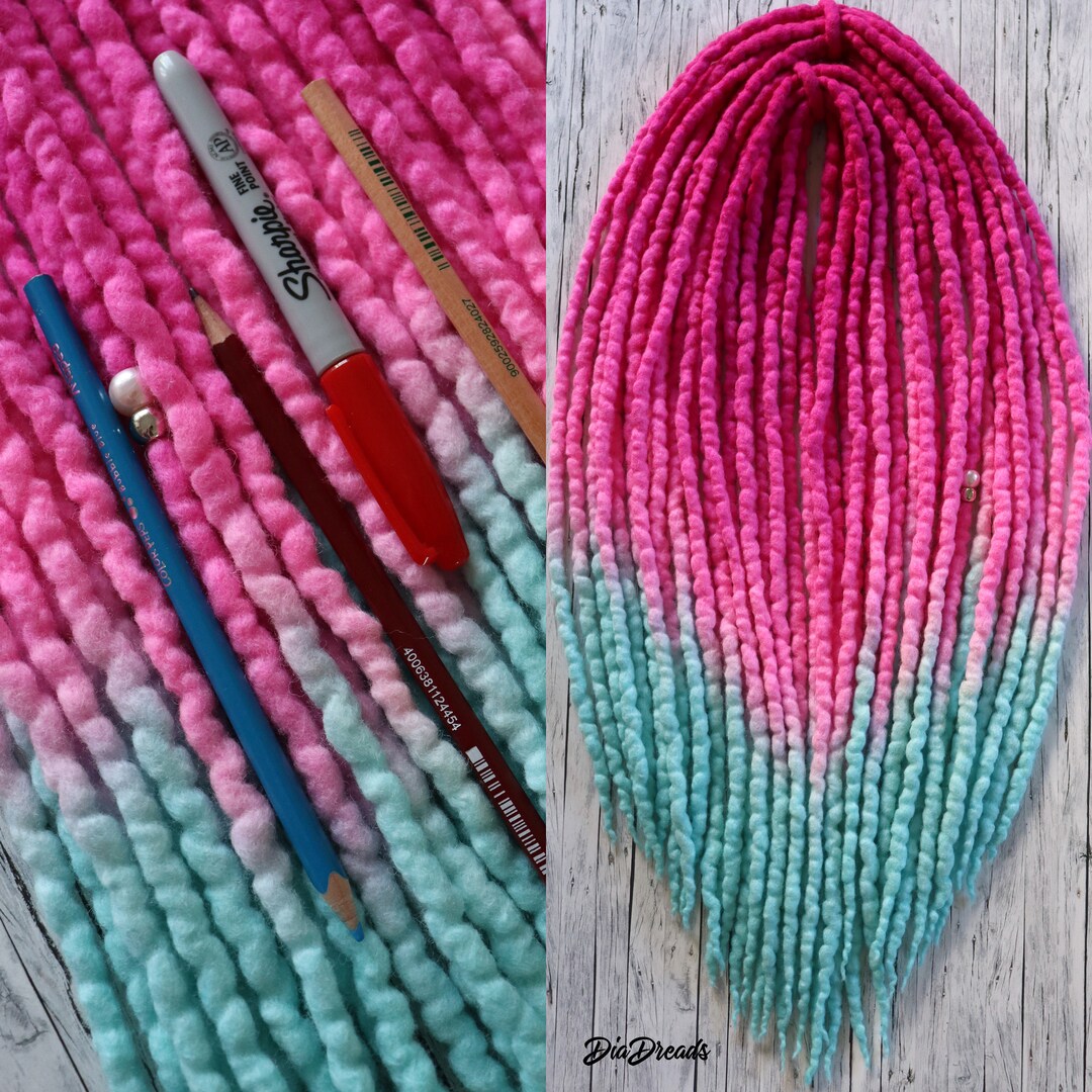 15/20 DE 20 Wool Dreads De Uv Reactive ICE FLOWER Wool Dreadlocks ...