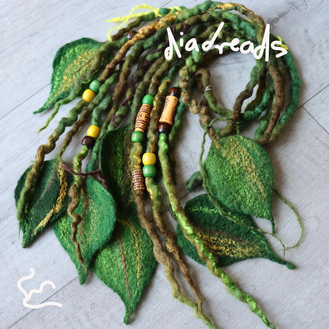 Decorated DE Dreadlocks LEAVES Dreadlock Accent, Clip in Dread 21"-22 ...
