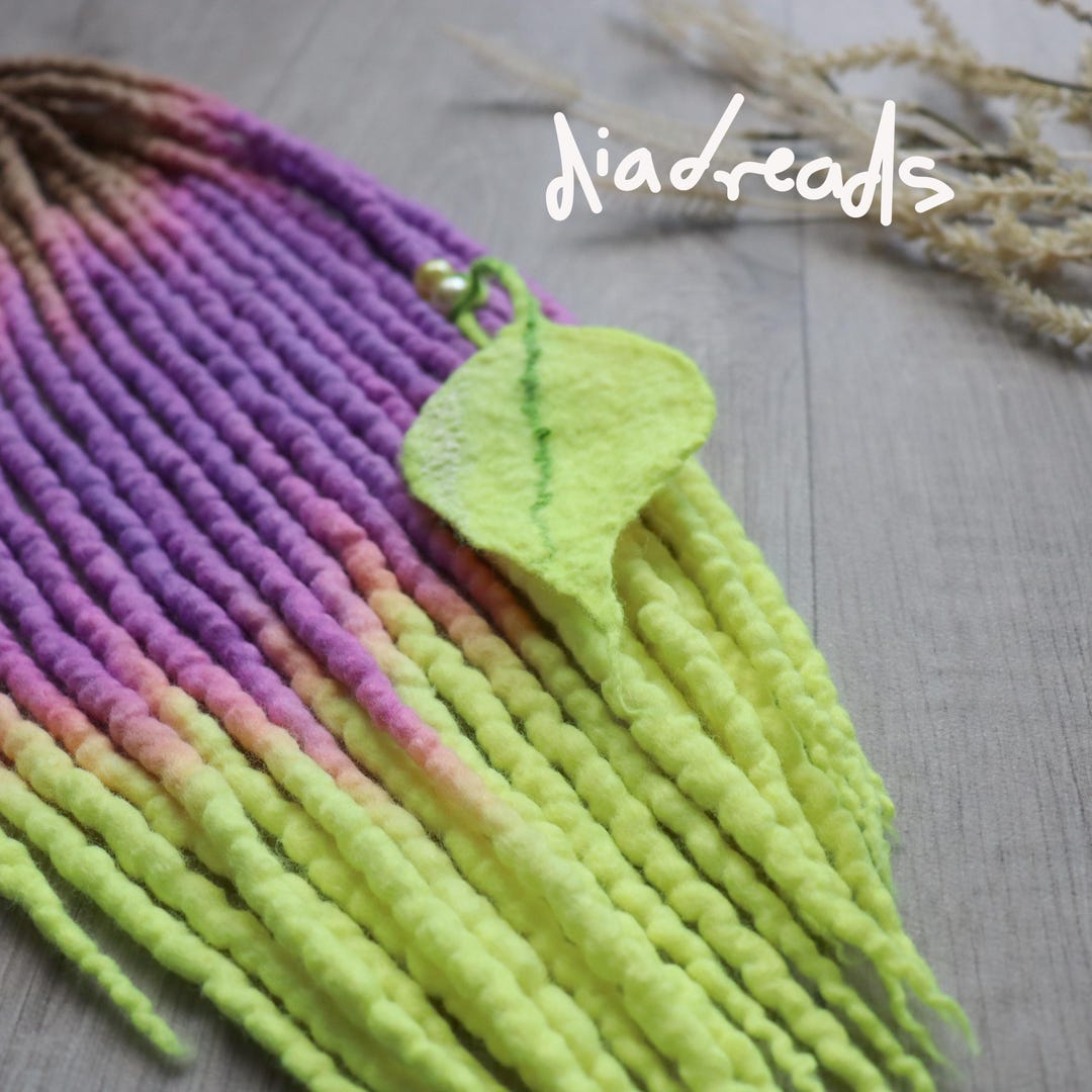 DE Wool Dreads PURPLE LEMON Uv Light Reactive Dreadlocks Double Ended ...