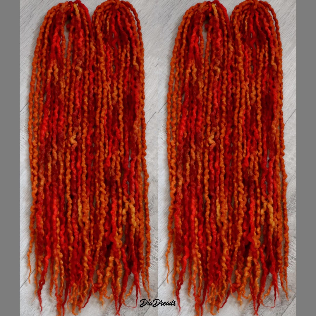Thin DE Wool Dreads Mix Ginger Orange Phoenix Wool Dreadlocks Double ...