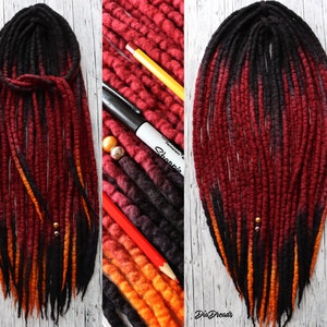 Wool Dreadlocks DE MAHOGANY FALL Black Red Orange Wool Dreads, Braid in ...