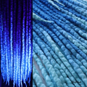 Wool Dreads De UV Reactive ICE BLUE Wool Dreadlocks Double Ended Full ...