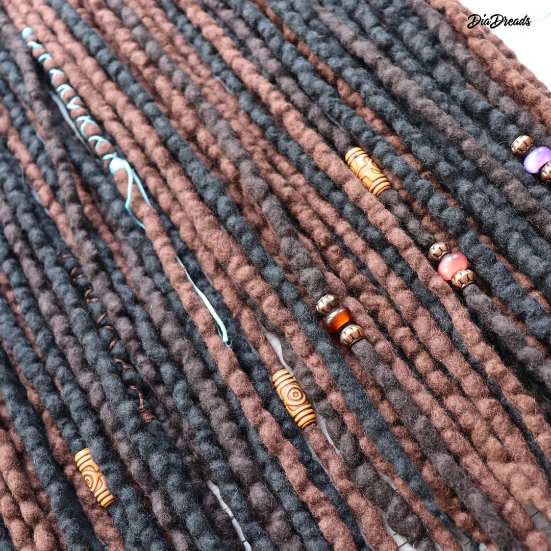15 DE 24-26" Wool Dreads DE Black Brown MIX Wool Dreadlocks Dreads ...