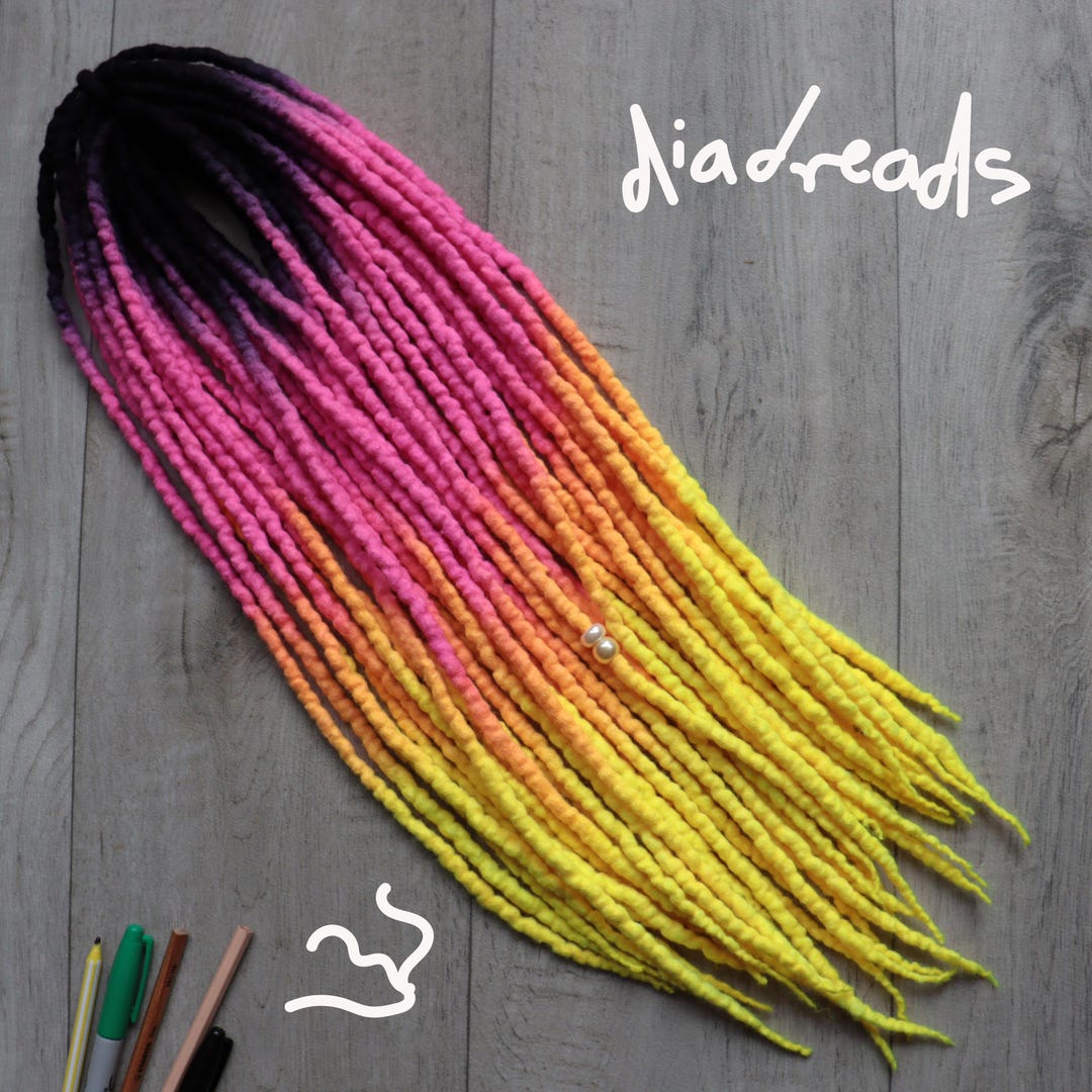 Merino Wool Dreads De UV Reactive SUNSET Black Shadow Roots Dreadlocks ...