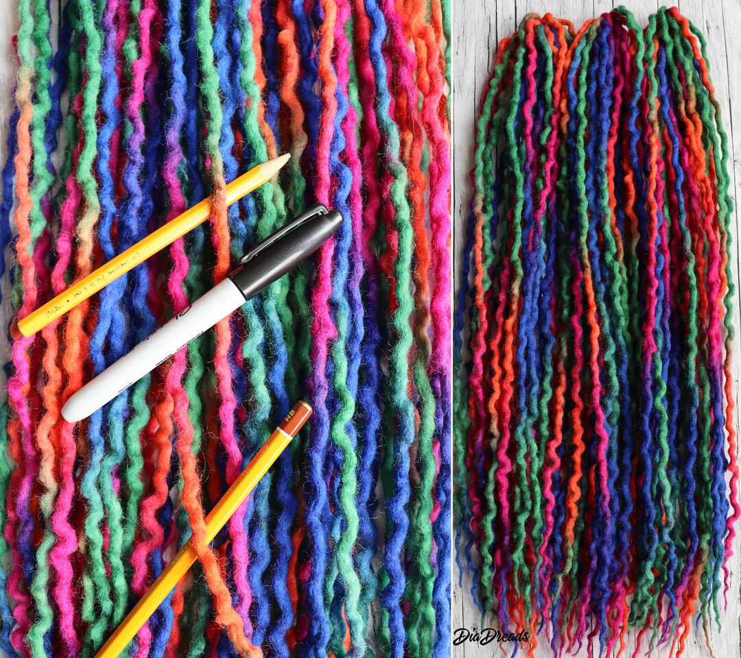 Micro Thin Wavy Wool DE Dreads BRIGHT Wool Dreadlocks Double Ended ...