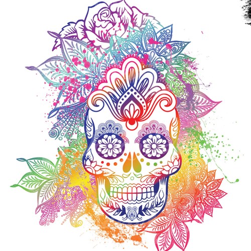 Colorful Skull Png Download Colorful Sugar Skull Png File | Etsy