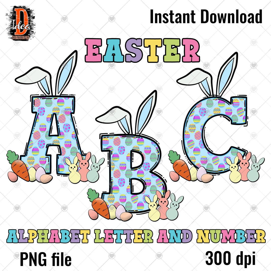 Easter Alphabet Doodle Letters PNG , Personalise Custom Name Design for ...