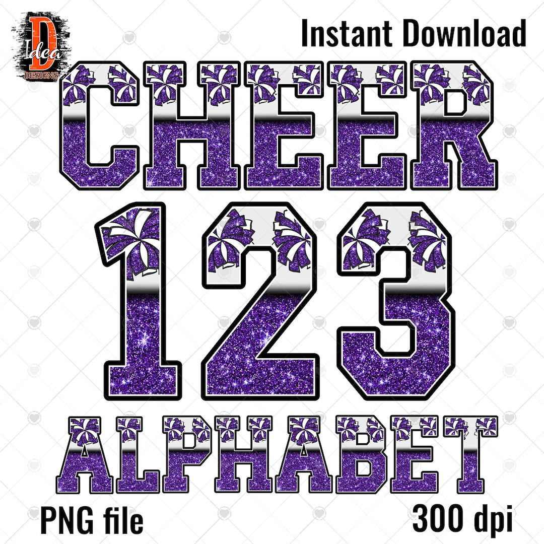 Cheer Letters Purple Glitter Alphabet Letters PNG Bundle , Cheer Sports ...