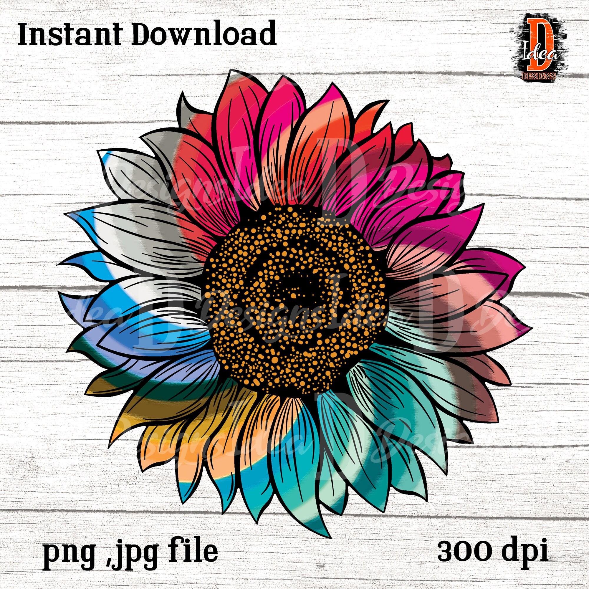 Fall Color Sunflower Sublimation PNG File, Sublimation Graphics, PNG ...
