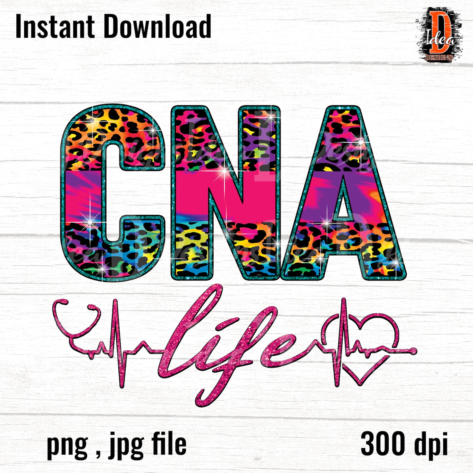 CNA Life Colorful Leopard Sublimation Design Digital Png File - Etsy