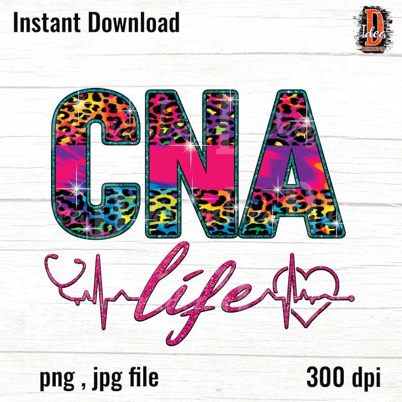 CNA Life Colorful Leopard Sublimation Design Digital Png File - Etsy