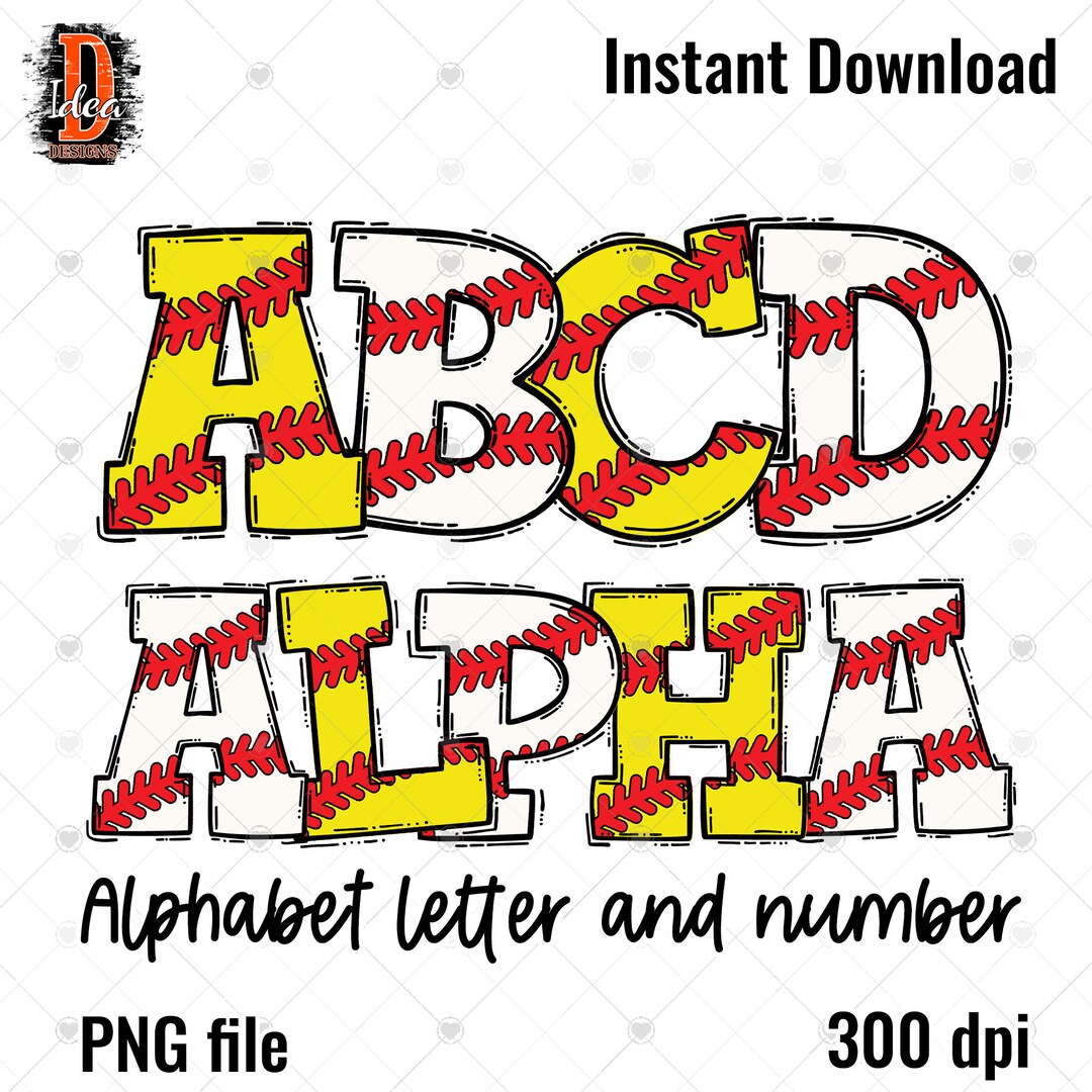 Baseball and Softball Alphabet Letters PNG Bundle , Baseball Sports ...