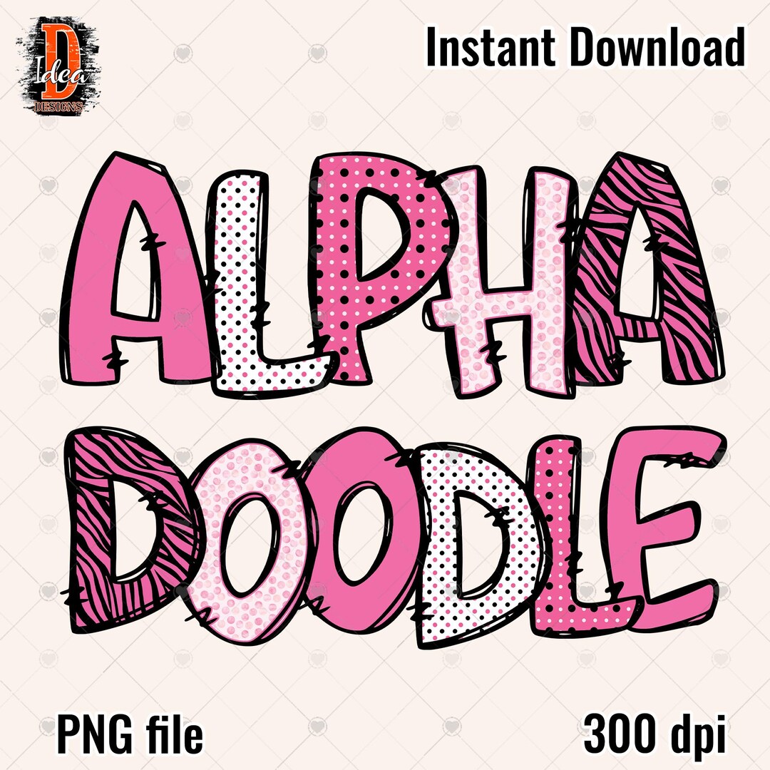 Pink Valentine Doodle Alphabet PNG Bundle (digital Download) - Etsy