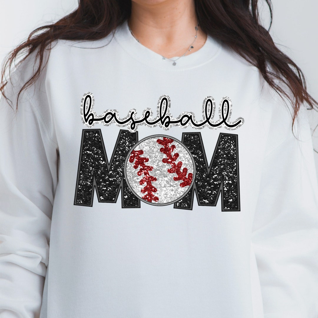 Baseball Mom Sublimation PNG , Faux Embroidered Sequin , Stitched ...