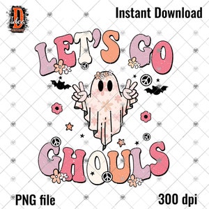 Retro Halloween Ghost PNG: 'let's Go Ghouls' Design (digital Download ...