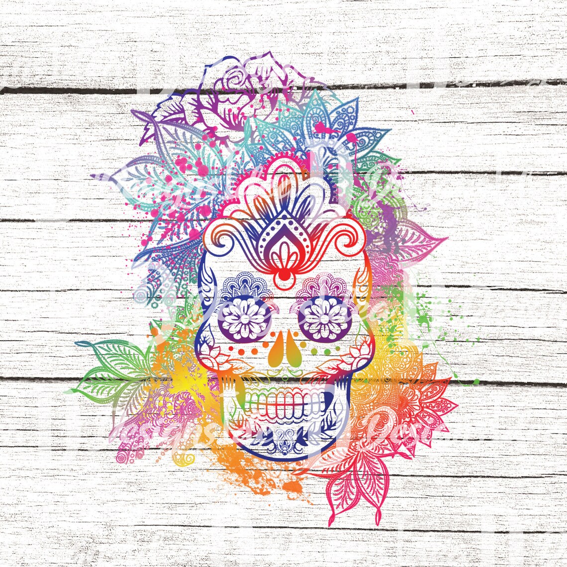 Colorful Skull Png Download Colorful Sugar Skull Png File | Etsy