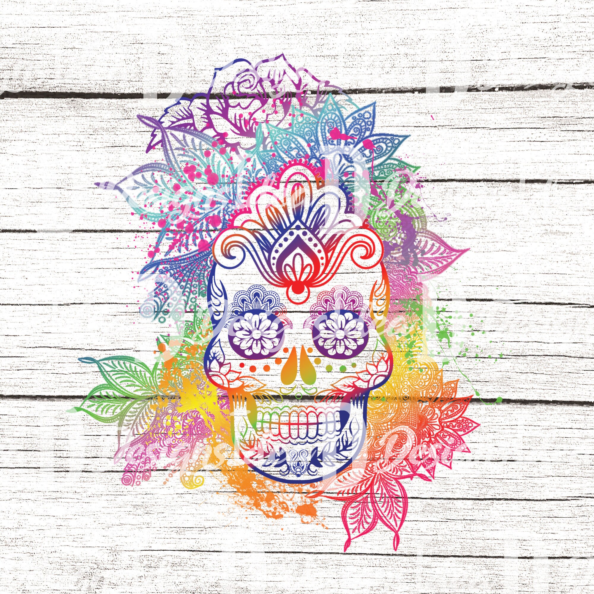 Colorful Skull Png Download Colorful Sugar Skull Png File - Etsy