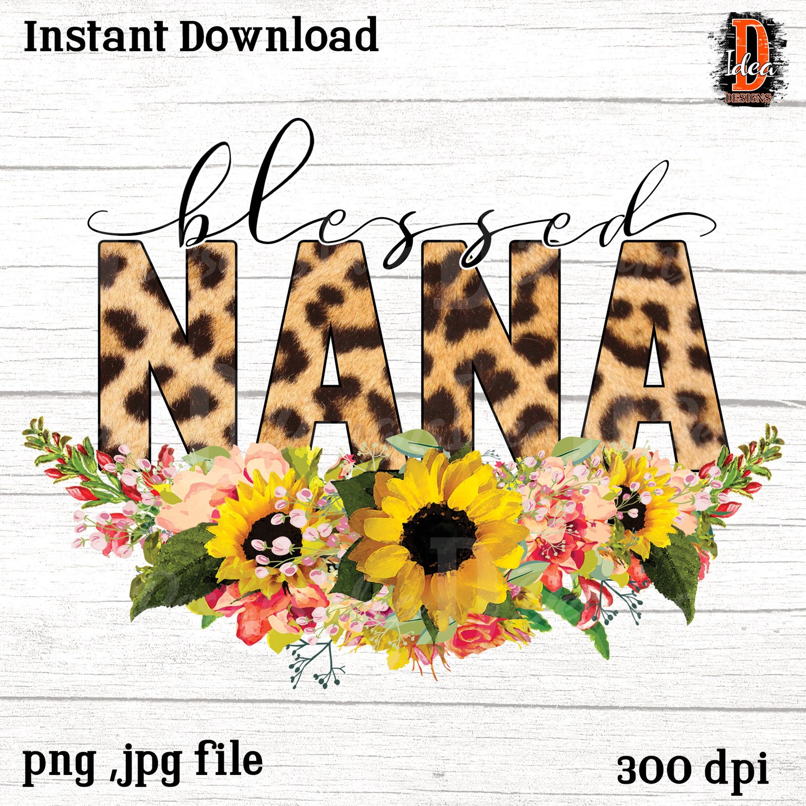 Blessed Nana Leopard Sunflower Pngnana Sublimation Designs - Etsy UK