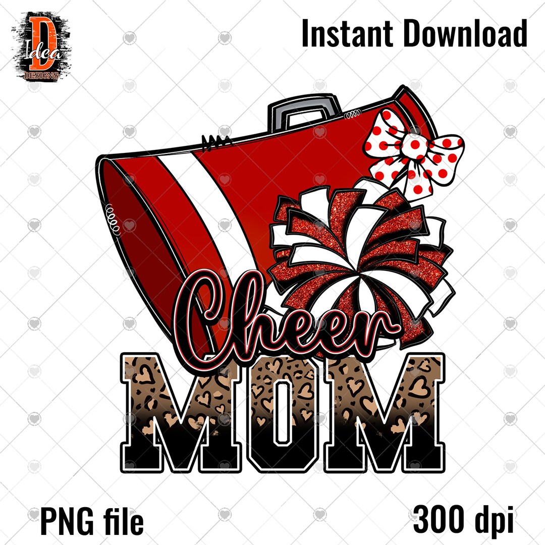 Cheer Mom Sublimation PNG , Sports Design for Mom , Megaphone , Leopard ...