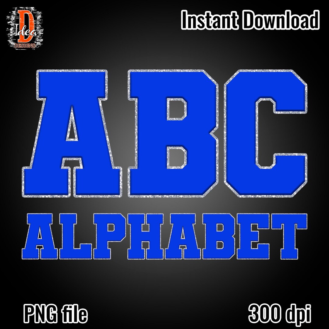 Royal Blue Silver Glitter Outline PNG Alphabets, Alphas Bundle Letters ...