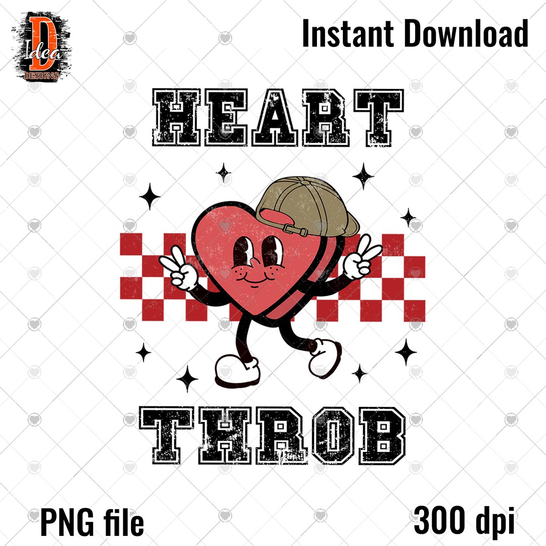 Heart Throb Retro PNG Sublimation Design (instant Download) - Etsy