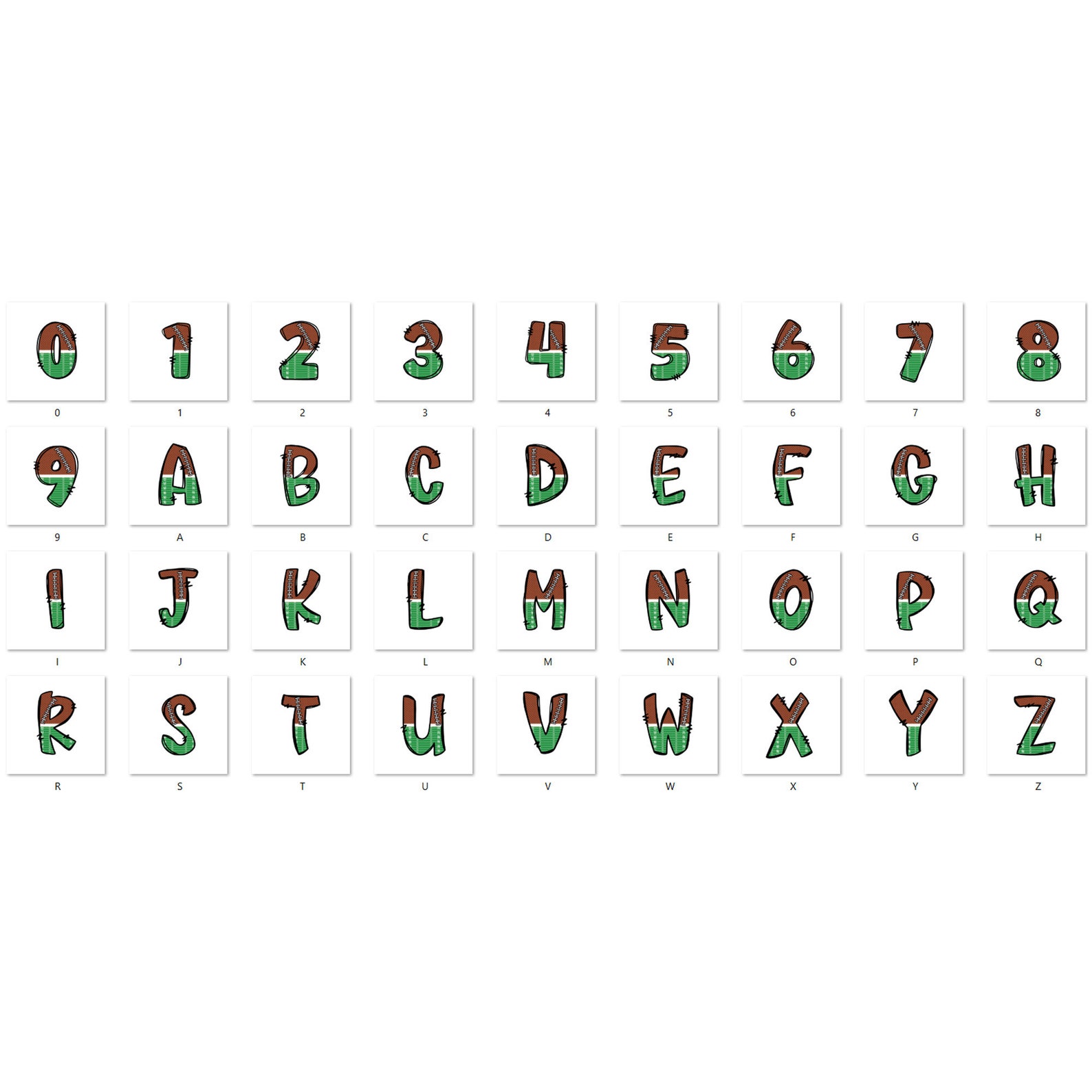 Football Doodle Alphabet PNG: Leopard Print Alpha Set (digital Download ...