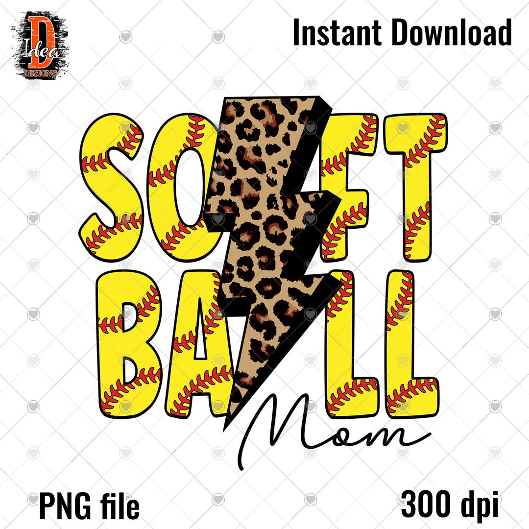 Softball Mom Lightning Bolt Png , Leopard Softball Png Softball Season ...