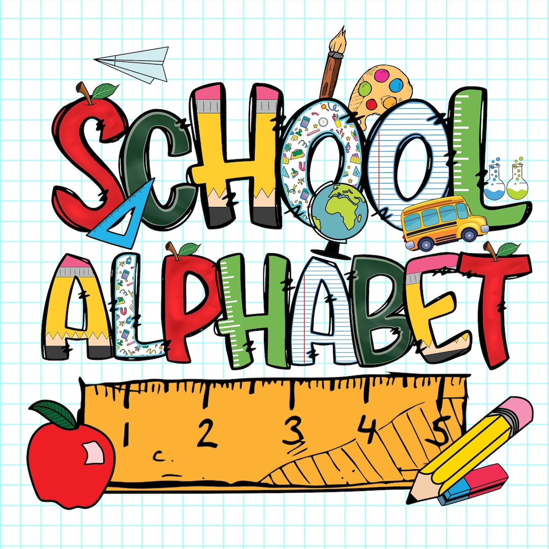 School Alphabet Doodle Letters & Numbers PNG Clipart (digital Download ...