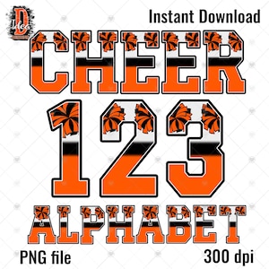 Cheer Letters PNG Bundle: Orange & Black Alphabet (digital Download) - Etsy