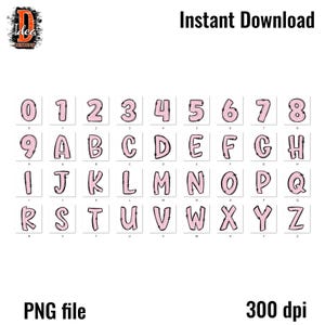 School Alphabet Doodle Letters & Numbers Sublimation PNG ,alpha Doodle ...