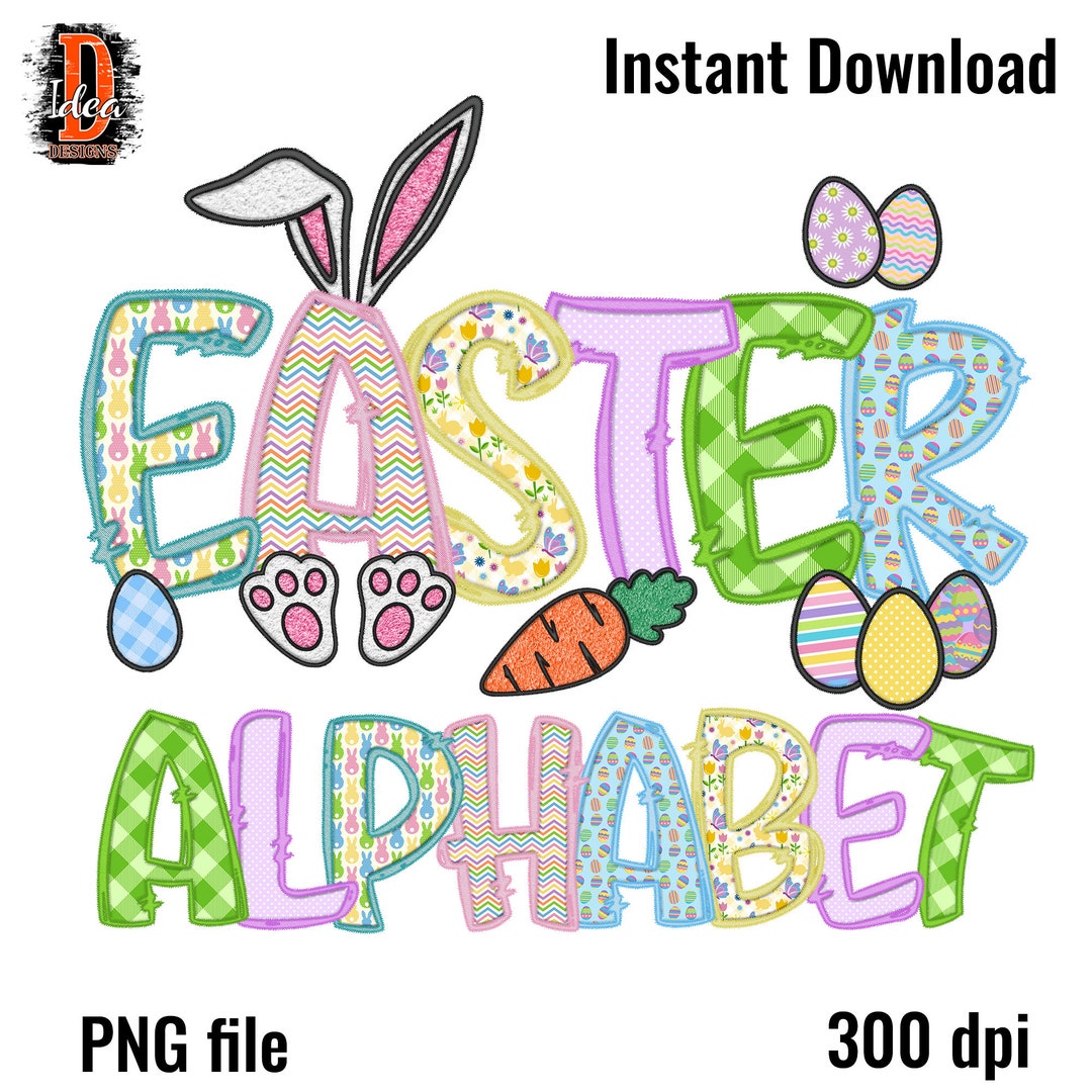 Easter Embroidery Alphabet: Doodle Letters PNG Bundle (digital Download ...