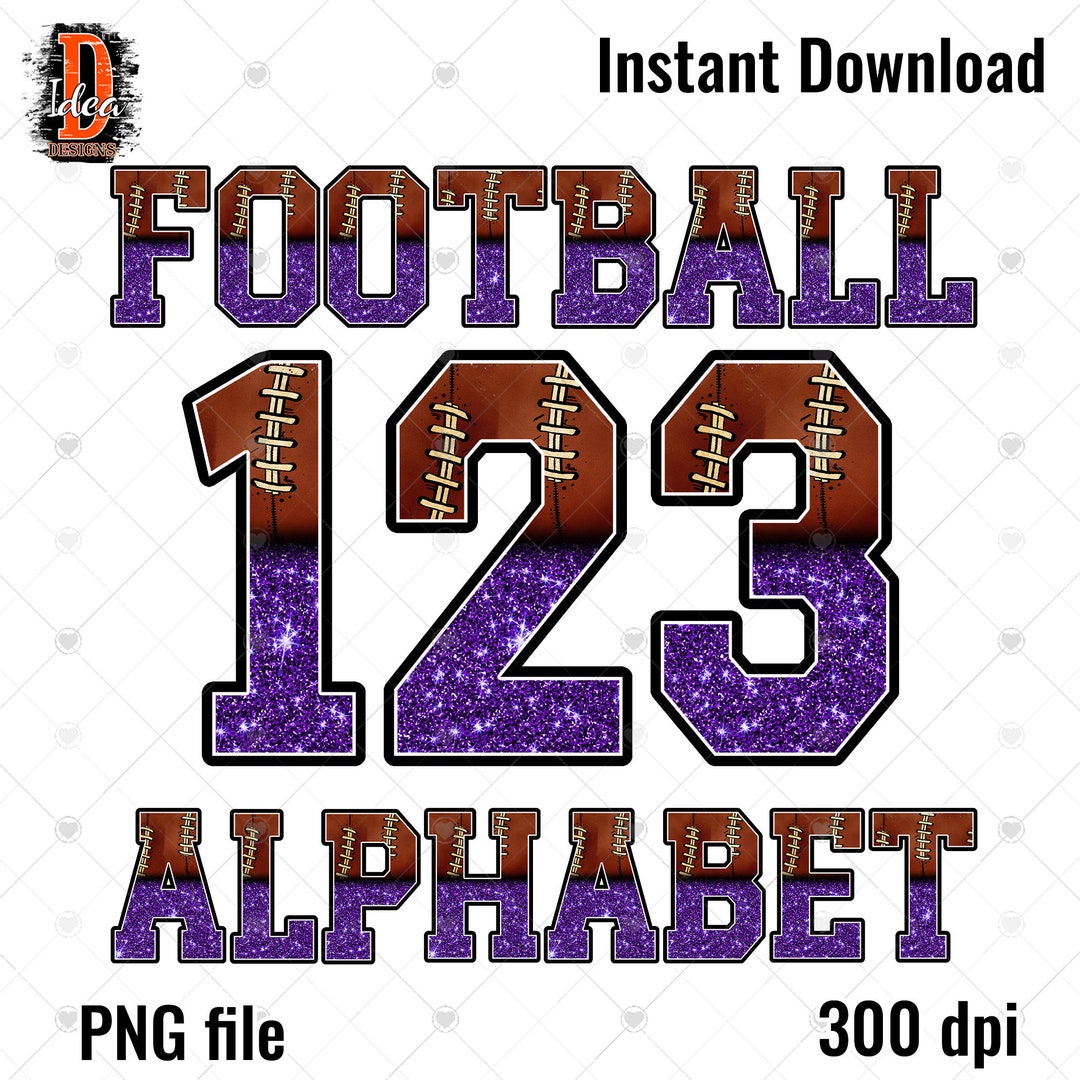 Football Purple Glitter Alphabet PNG Bundle (digital Download) - Etsy