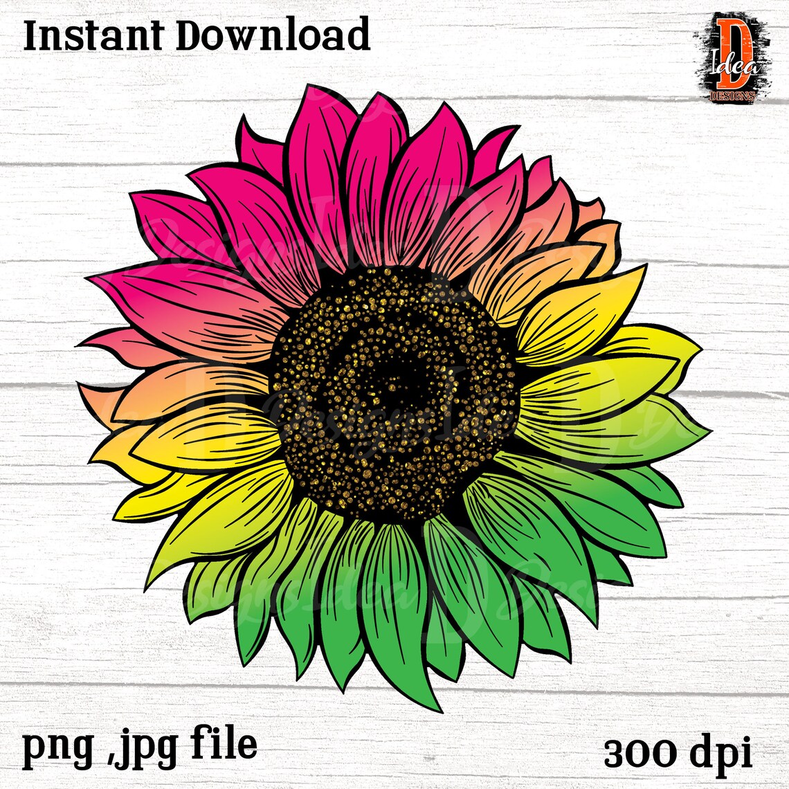 Colorful Sunflower Sublimation Png File Sunshine Sublimation - Etsy