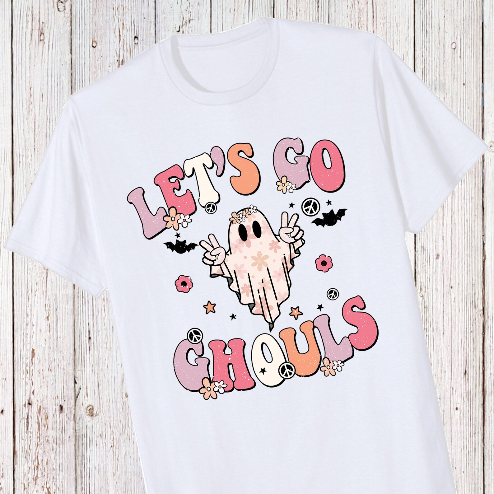 Retro Halloween Ghost PNG: 'let's Go Ghouls' Design (digital Download ...