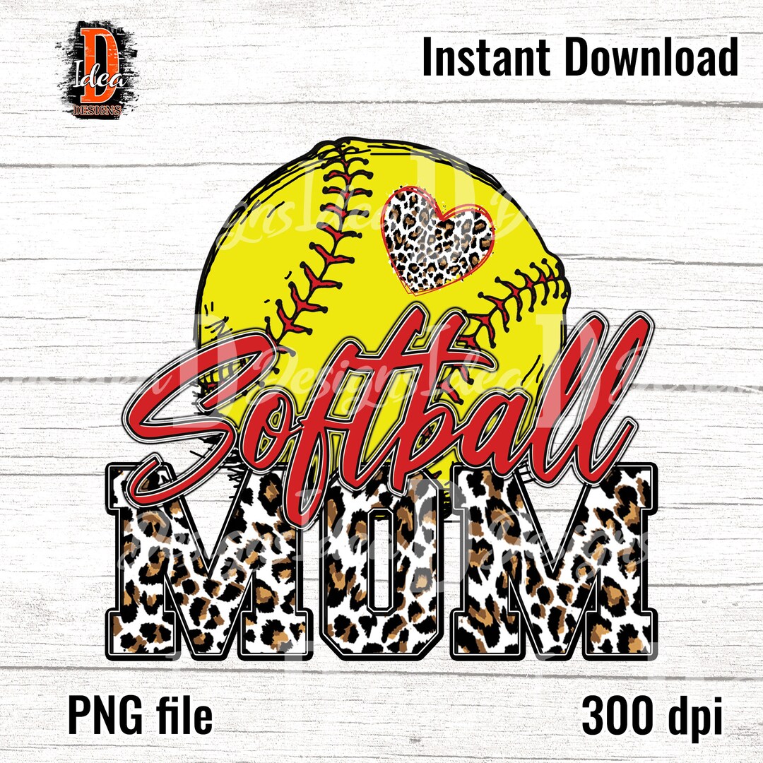 Softball Leopard Mom Sublimation PNG, Heart Leopard, Sports Design for ...