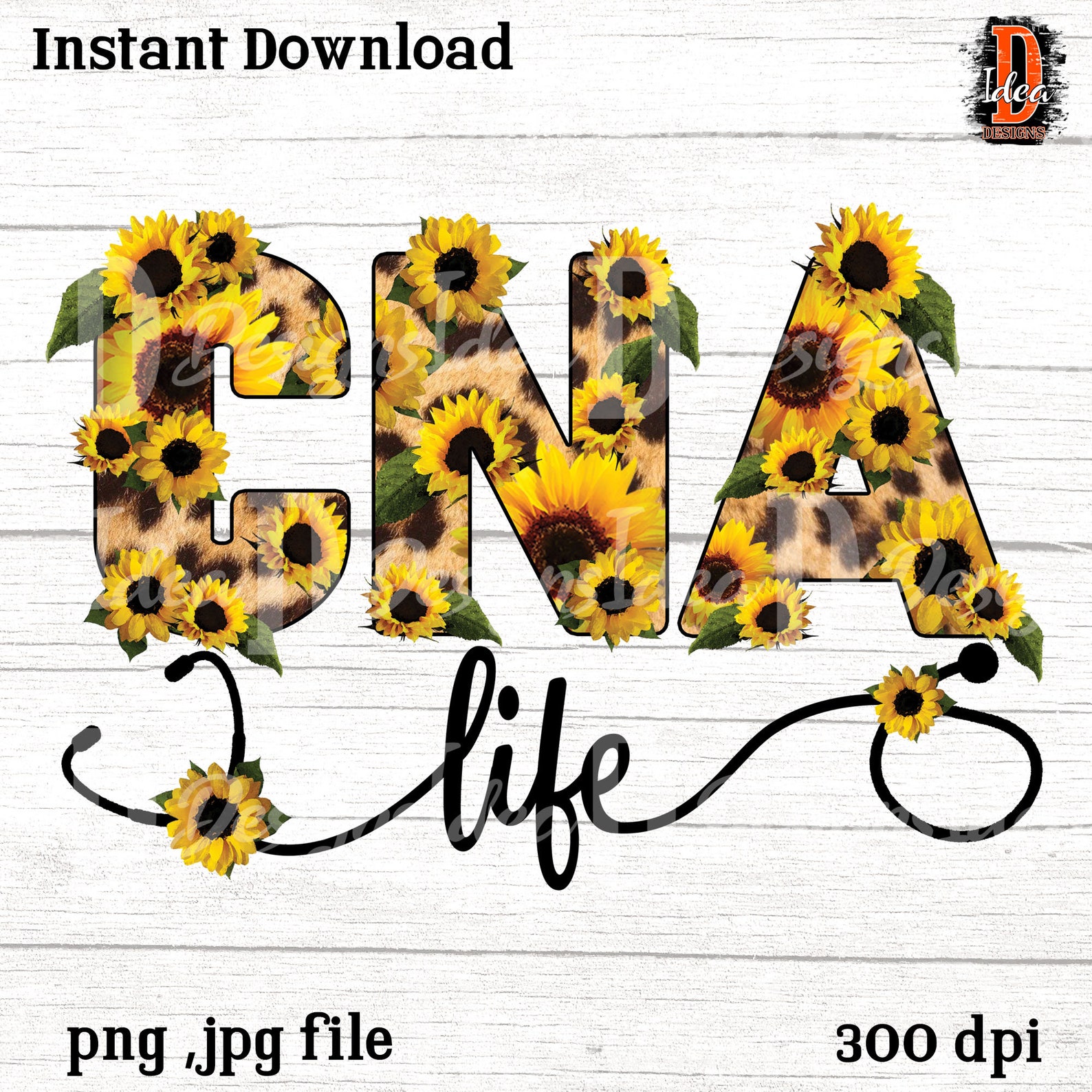 CNA Life Leopard Sunflower Sublimation Design Digital Png File,cheetah ...