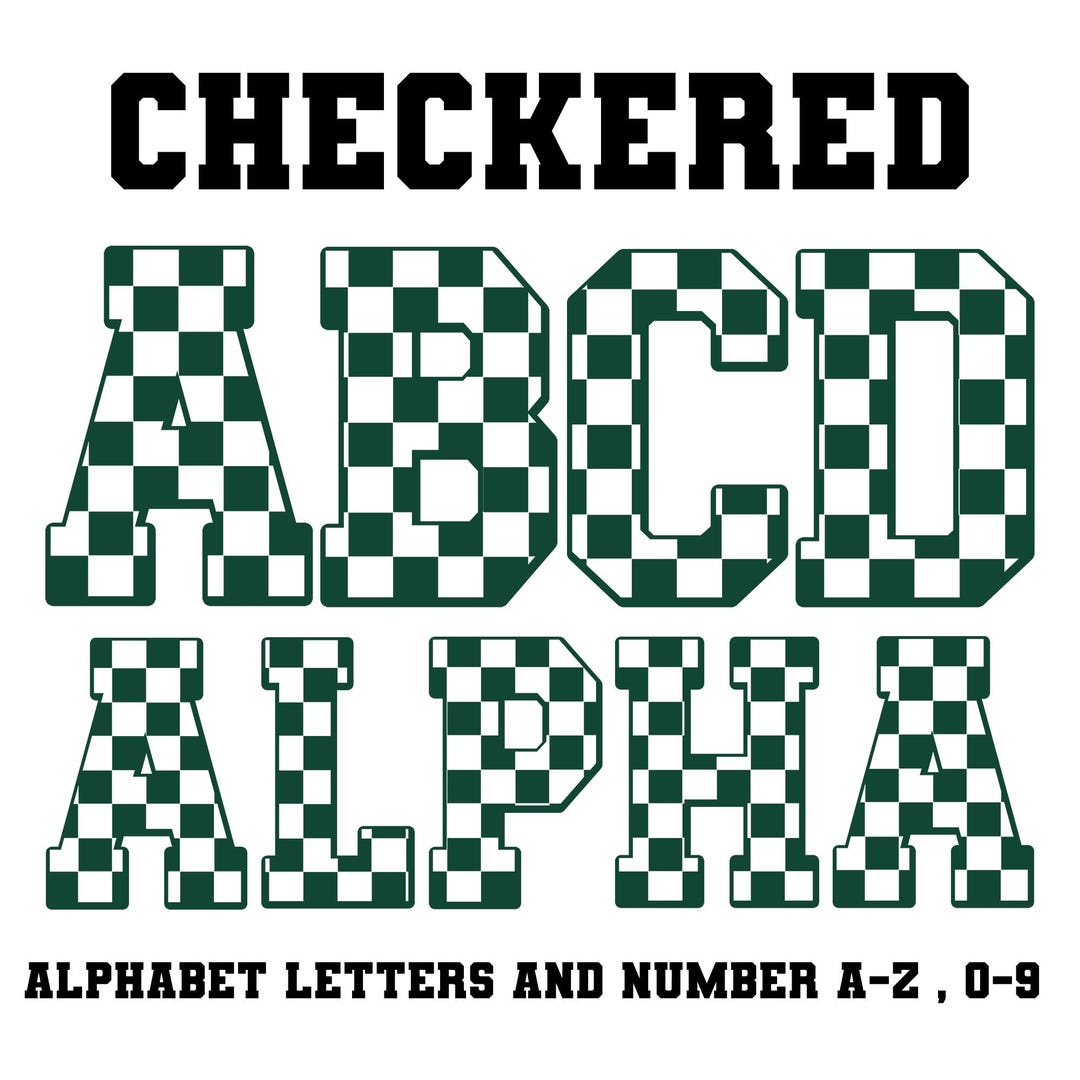 Green Checkered Alphabet Png, Racing Checkered Numbers, Alphabet ...