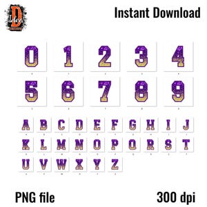 Purple Glitter Alphabet Clipart: Sequin Letters & Numbers (PNG Digital ...