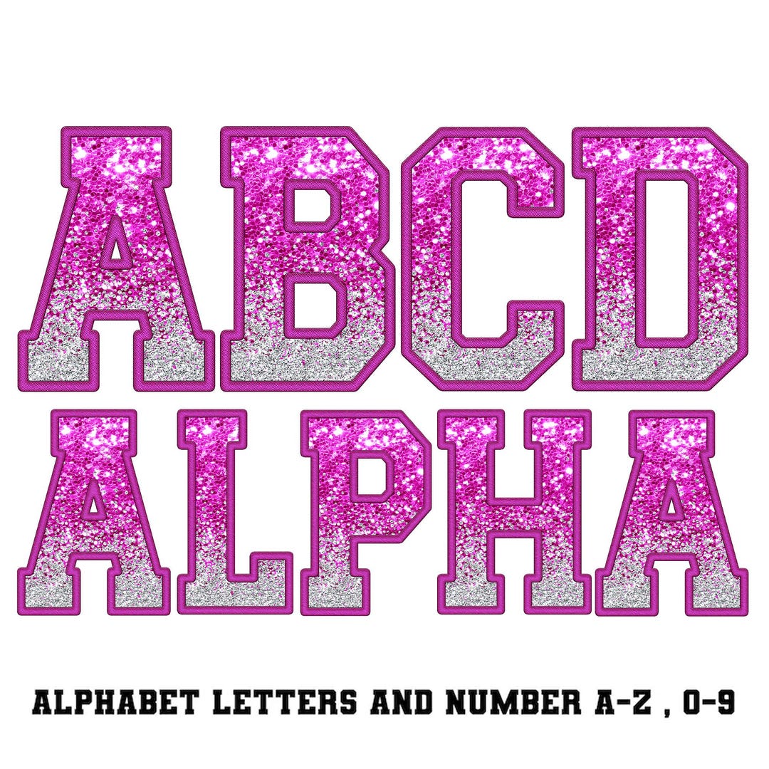 Pink Sequin Faux Silver Glitter Alphabet Letters and Number Set Clipart ...