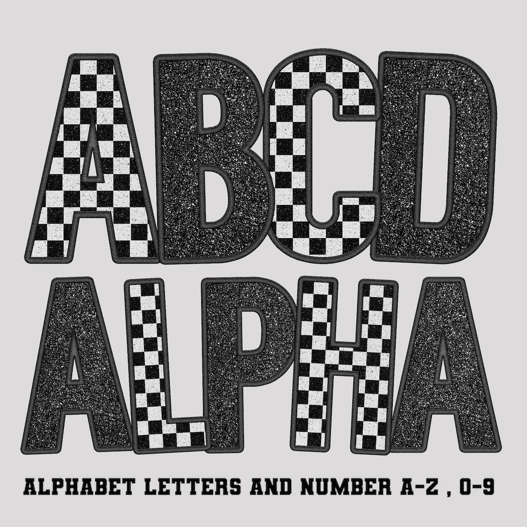Faux Embroidered Checkered Alphabet Png, Checker Stitched Checkered ...