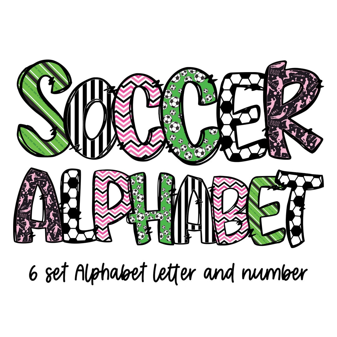 Bundle Soccer Alphabet Doodle Letters & Number PNG , Soccer Sports ...