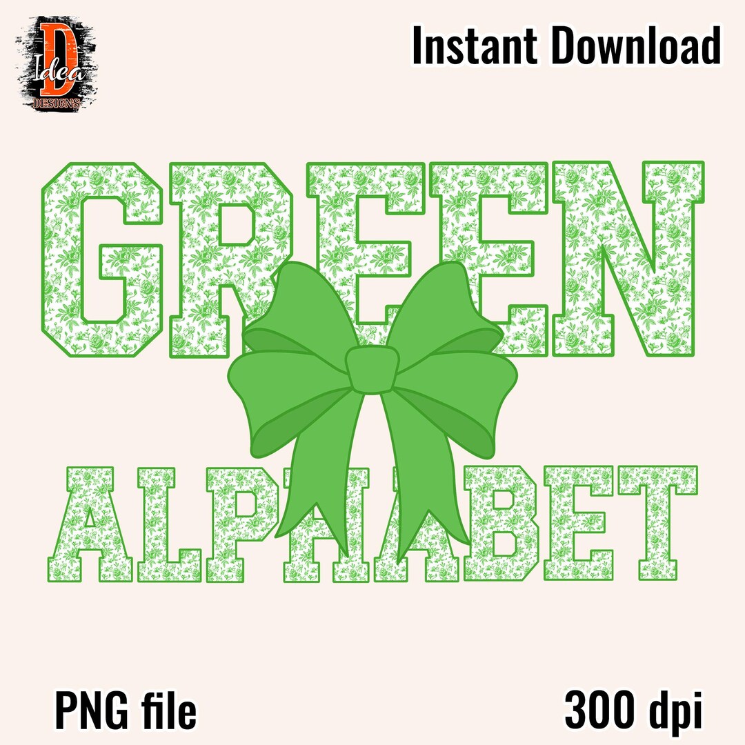 Green Floral Alphabet PNG: Coquette Letters & Numbers (digital Download ...