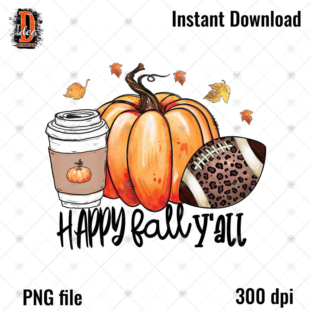 Happy Fall Y'all PNG: Leopard Football, Pumpkins (digital Download) - Etsy