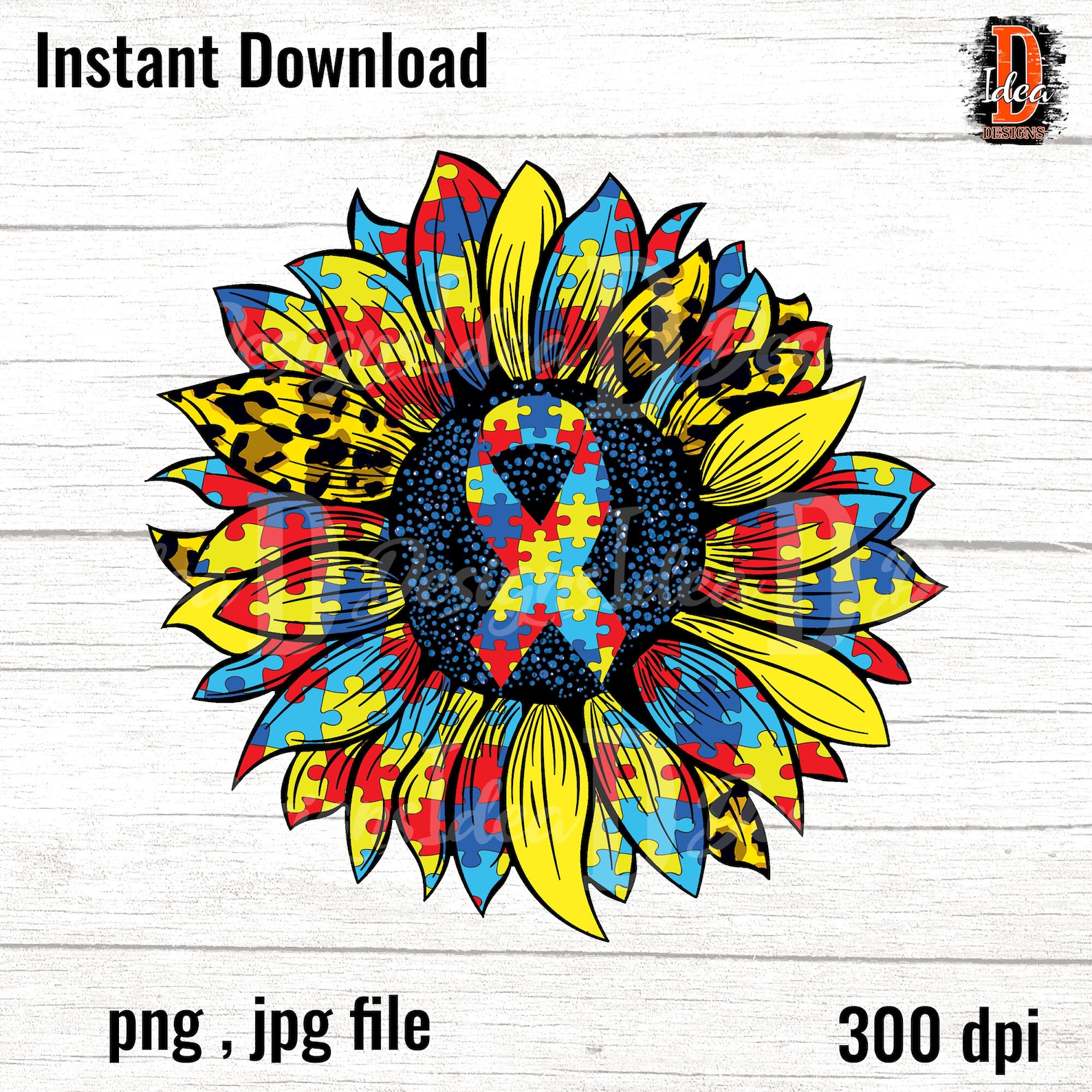 Autism Leopard Sunflower Png Autism Sublimation Design | Etsy